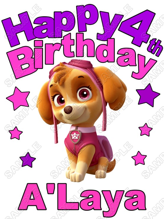 Happy Birthday PAW Patrol Skye Personalized Custom T Shirt ...
