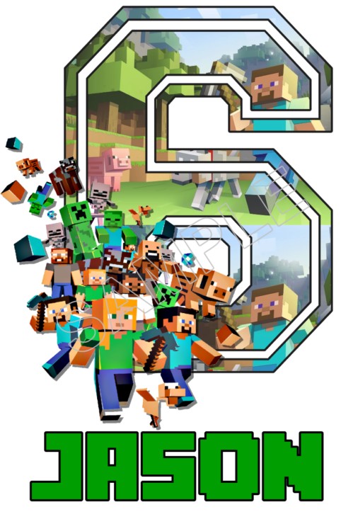 Minecraft Birthday Personalized Custom T Shirt Iron on ...